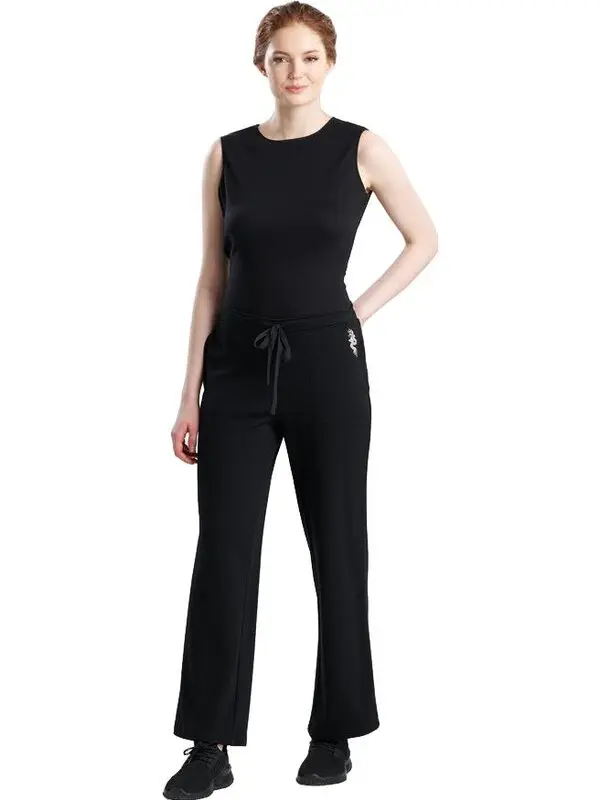Natori Cocoon Brushed French Terry Straight Leg Pants - Black