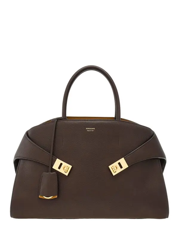 FERRAGAMO Hug Top Handle Bag - Brown