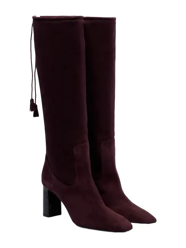 Max Mara 75 Suede Knee-high Boots - Burgundy