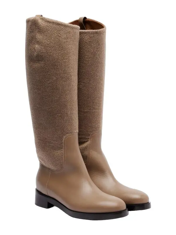 Max Mara Cashmere And Leather Knee-high Boots - Beige