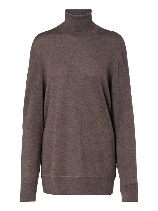 THE ROW Lizzy Cashmere Turtleneck Sweater - Brown