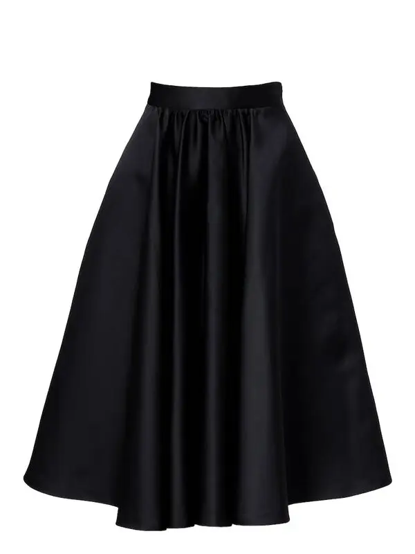 Max Mara Farneto Flared Satin Midi Skirt - Black