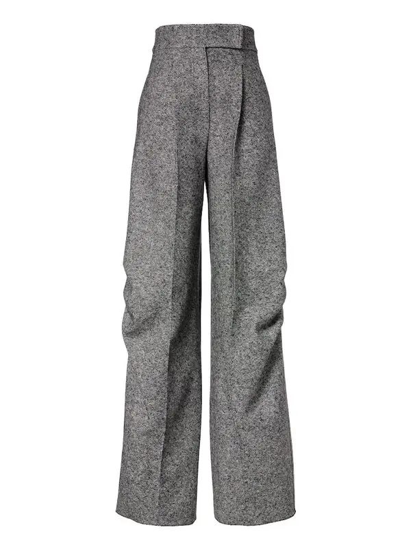 Max Mara Simone Wool And Silk Tweed Wide-leg Pants - Black