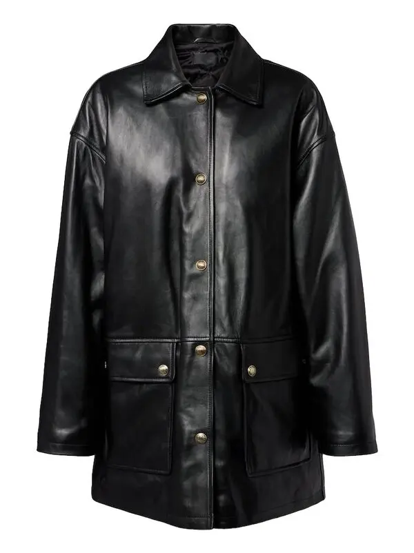 NILI LOTAN Cordel Leather Coat - Black