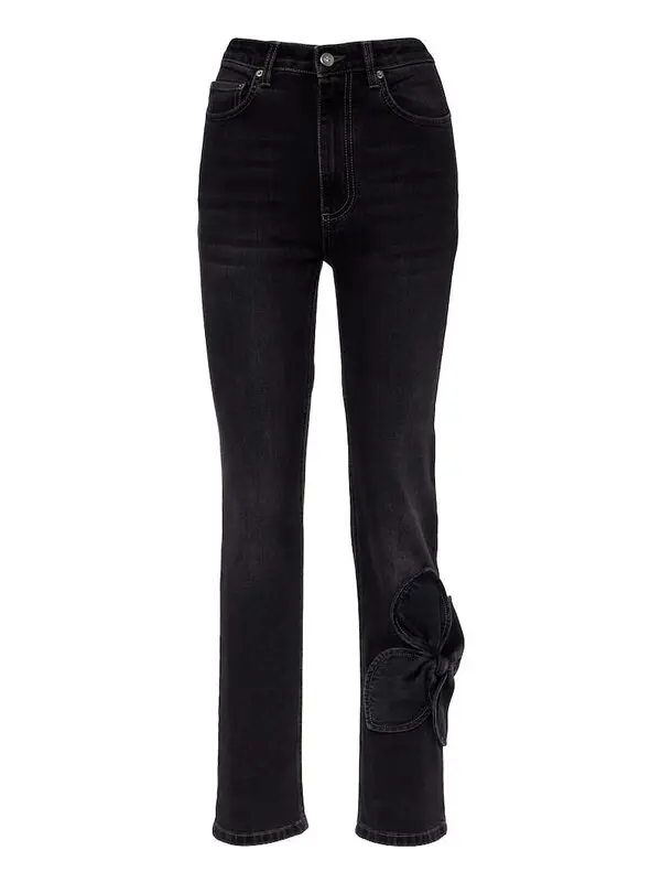 AREA Bow-detailed Cropped Jeans - Black