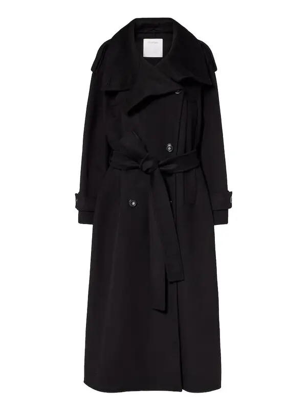 Sportmax Yole Virgin Wool Trench Coat - Black