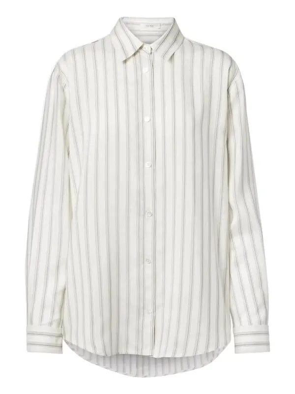 THE ROW Eirlys Striped Silk Poplin Shirt - Grey