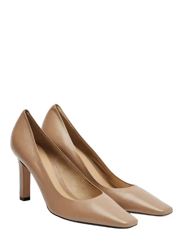 THE ROW Carla 80 Leather Pumps - Beige