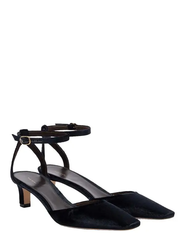 THE ROW Carla 45 Velvet Pumps - Black
