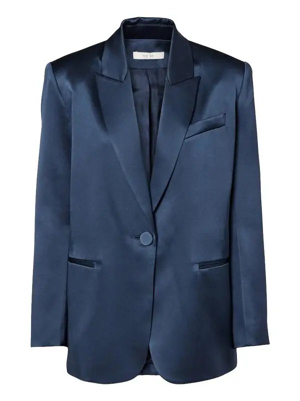 THE SEI Oversized Silk Blazer - Blue