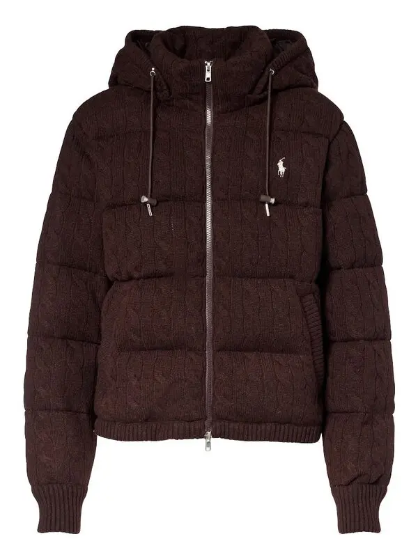Polo Ralph Lauren Cable-knit Wool And Cashmere Puffer Jacket - Brown