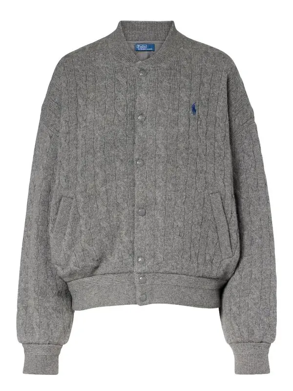 Polo Ralph Lauren Cable-knit Wool And Cashmere Bomber Jacket - Grey