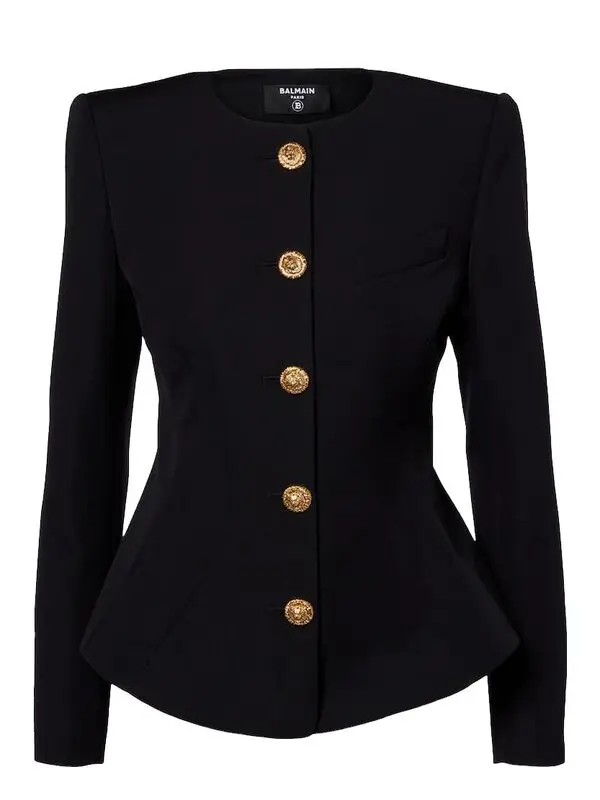 Balmain Virgin Wool Single-breasted Blazer - Black