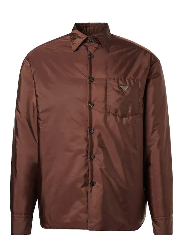 Prada Re-nylon Logo Shirt - Brown