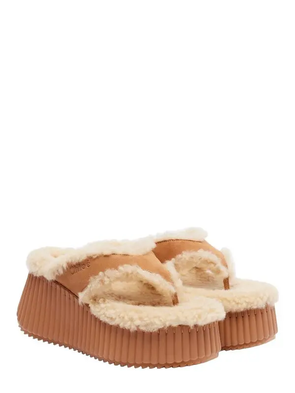 Chloé Nama Suede Platform Sandals - Brown