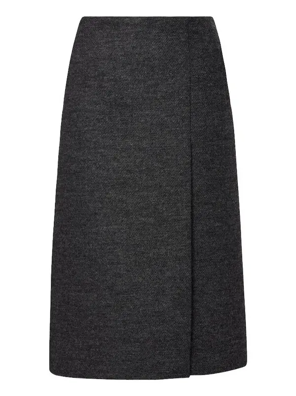 Prada Virgin Wool Midi Skirt - Grey