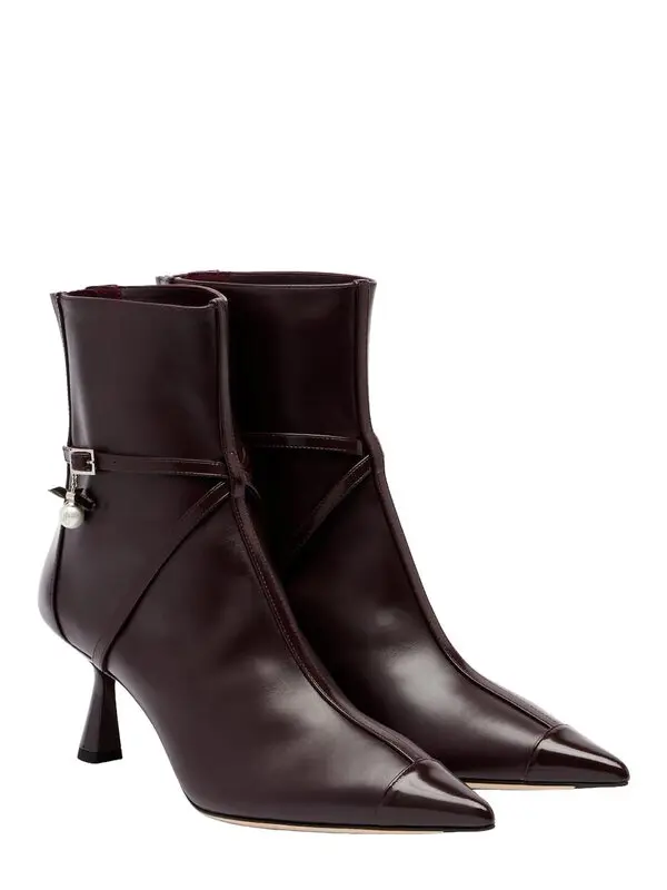 JIMMY CHOO Aren 65 Leather Ankle Boots - Burgundy