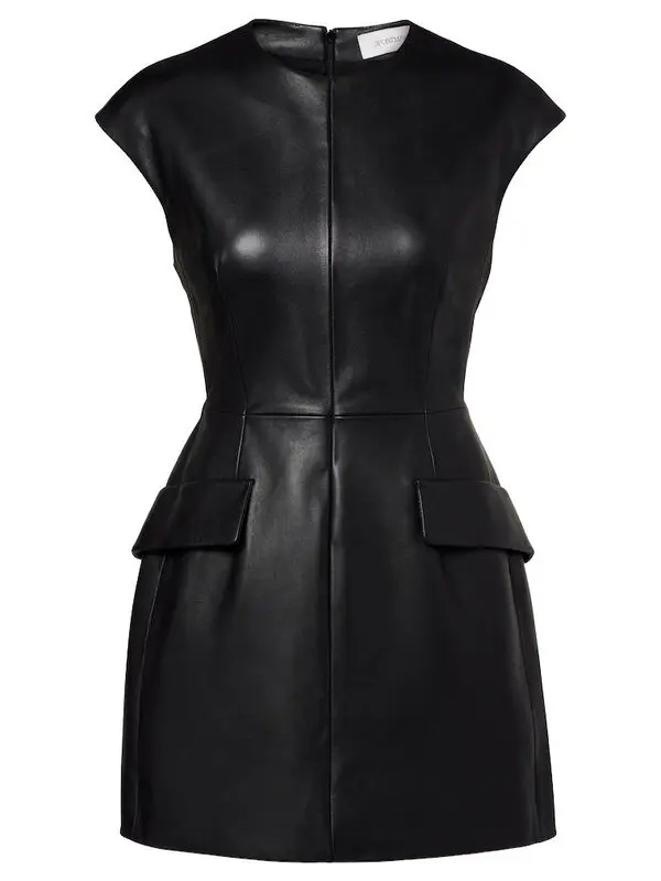 Sportmax Terfrite Leather Minidress - Black