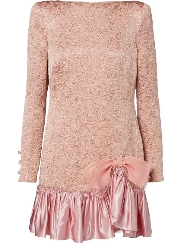 Valentino Garavani Wool And Silk-blend Matelassé Minidress - Pink