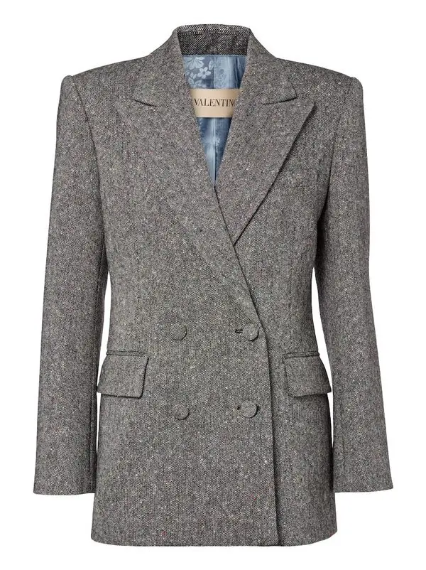 Valentino Garavani Double-breasted Wool-blend Blazer - Grey