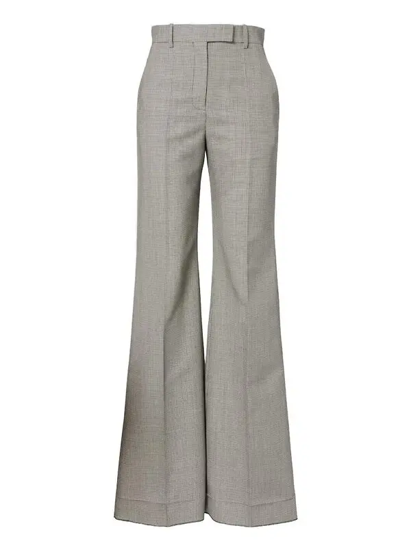 Valentino Garavani Checked Wool And Mohair Wide-leg Pants - White