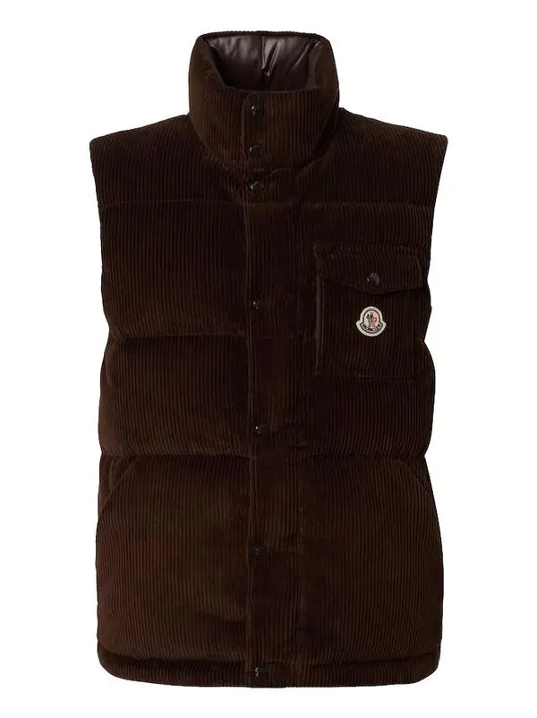 Moncler Agen Cotton Corduroy Down Vest - Brown