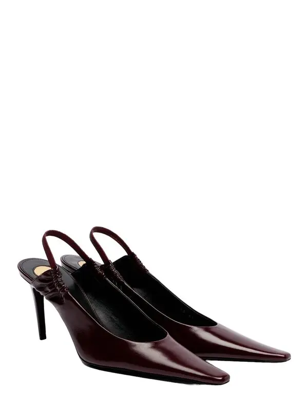 Saint Laurent Anne-marie Leather Slingback Pumps - Burgundy