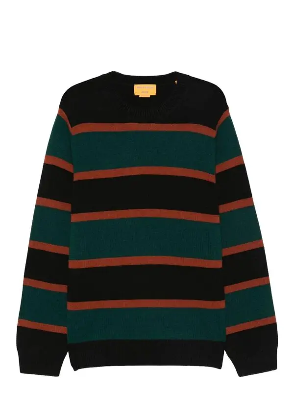 Guest In Residence Striped Cashmere Crew Neck Sweater - Black