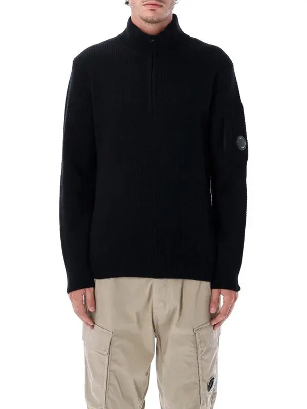C.P. COMPANY Wool Zip Sweater - Black