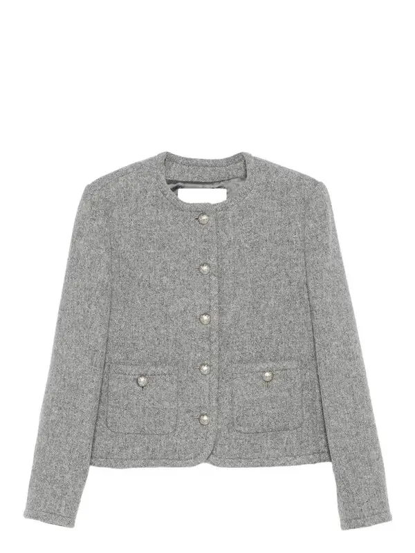 DUNST Textured Weave Jacket With Patch Pockets - Grey
