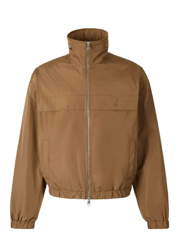 Ami Technical Jacket With Logo - Brown