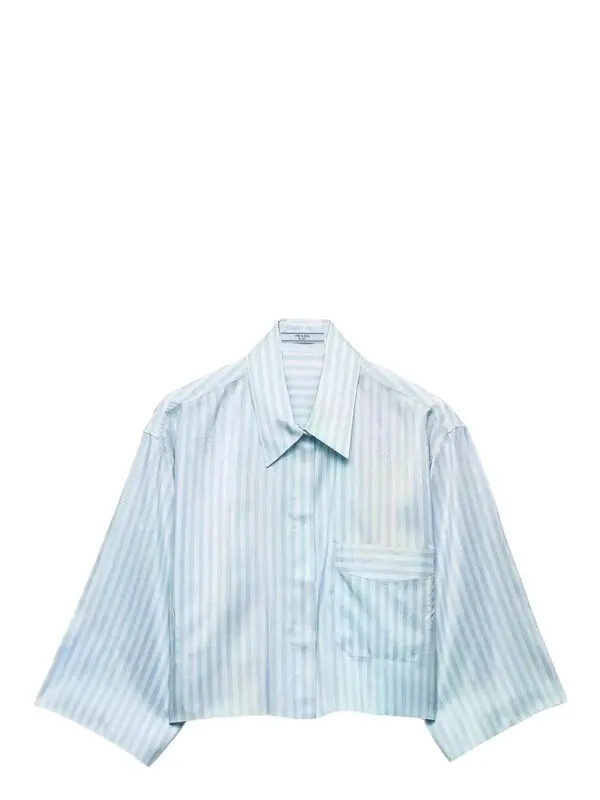 Prada Striped Patch-pocket Shirt - Blue