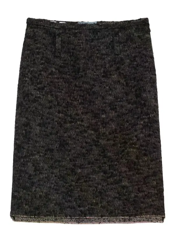 Prada Triangle-logo Tweed Skirt - Black