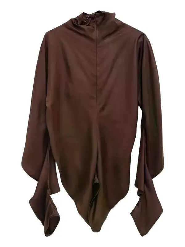 THE ROW Miles Ruffled Bodysuit - Brown