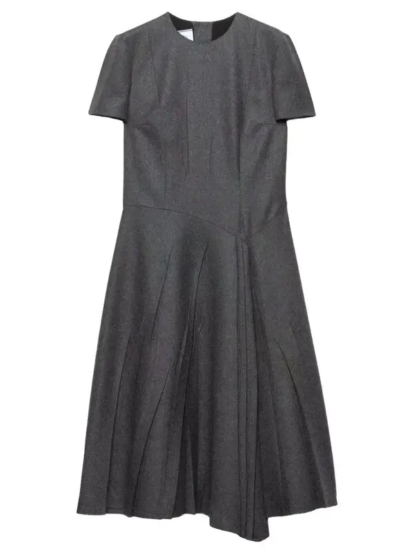 Prada Asymmetrical Short-sleeve Midi Dress - Grey