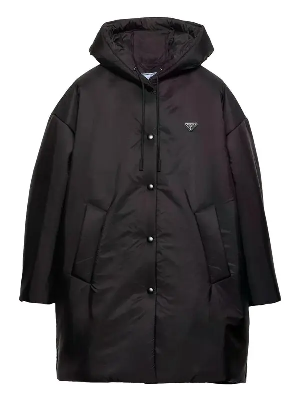 Prada Hooded Snap-fit Fastening Coat - Black