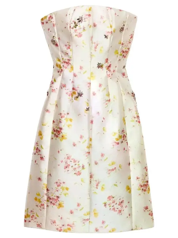 Prada Floral-print Embellished Dress - White