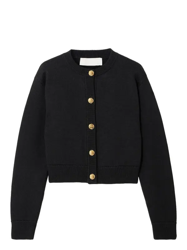 DESTREE Deborah Cropped Wool Cardigan - Black