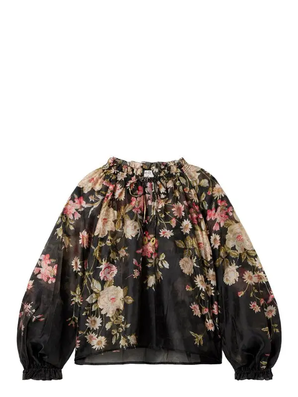Sea Jolie Ruffled Floral-print Organza Blouse - Multi