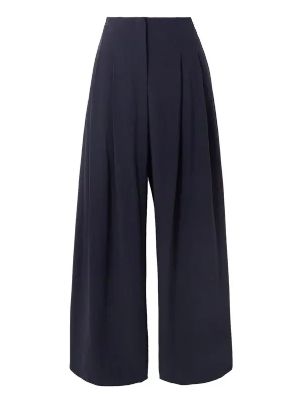 TWP Carries Pleated Wool-crepe Wide-leg Pants - Blue