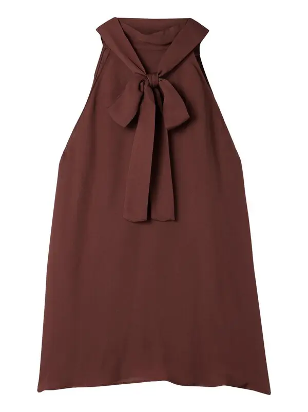 NILI LOTAN Alla Silk-chiffon Halterneck Top - Burgundy