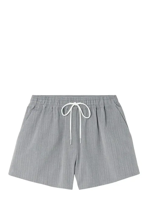 ST. AGNI Pinstriped Wool-blend Twill Shorts - Gray