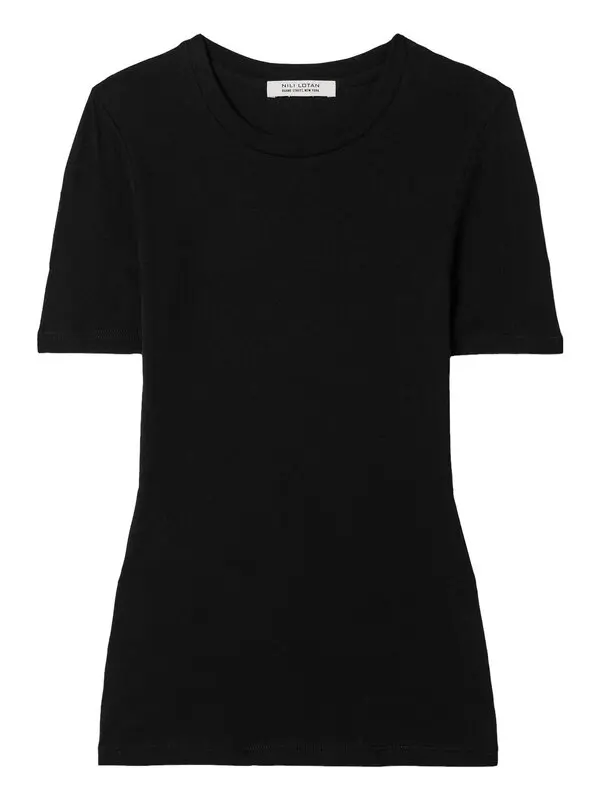 NILI LOTAN Elin Cotton And Cashmere-blend T-shirt - Black