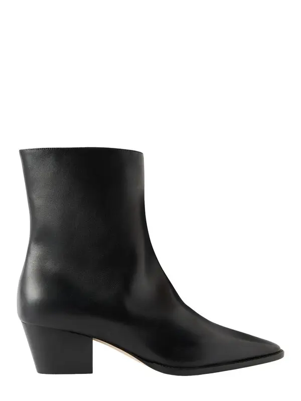 Manolo Blahnik Aliera 50 Leather Ankle Boots - Black