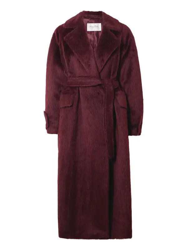 Max Mara Albata Belted Alpaca And Wool-blend Coat - Red