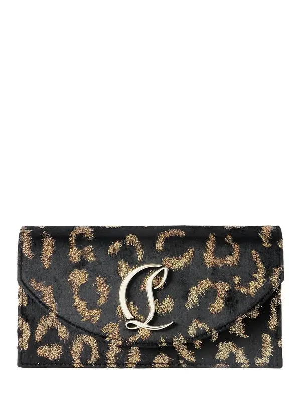 CHRISTIAN LOUBOUTIN Loubi54 Embellished Metallic Velvet-jacquard Clutch - Animal Print