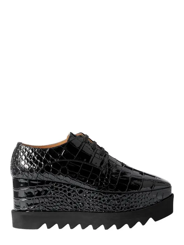 Stella McCartney Elyse Croc-effect Platform Brogues - Black