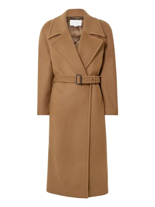 Stella McCartney Double-breasted Belted Wool Coat - Brown