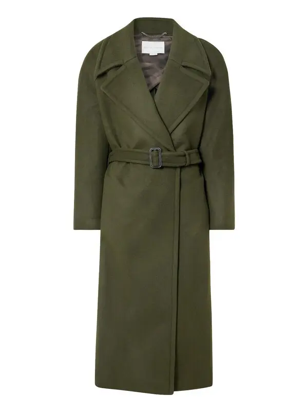 Stella McCartney Belted Double-breasted Wool Coat - Green