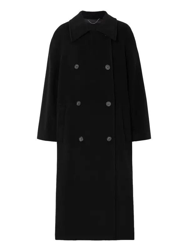 TOTÊME Shield Oversized Double-breasted Wool-blend Coat - Black